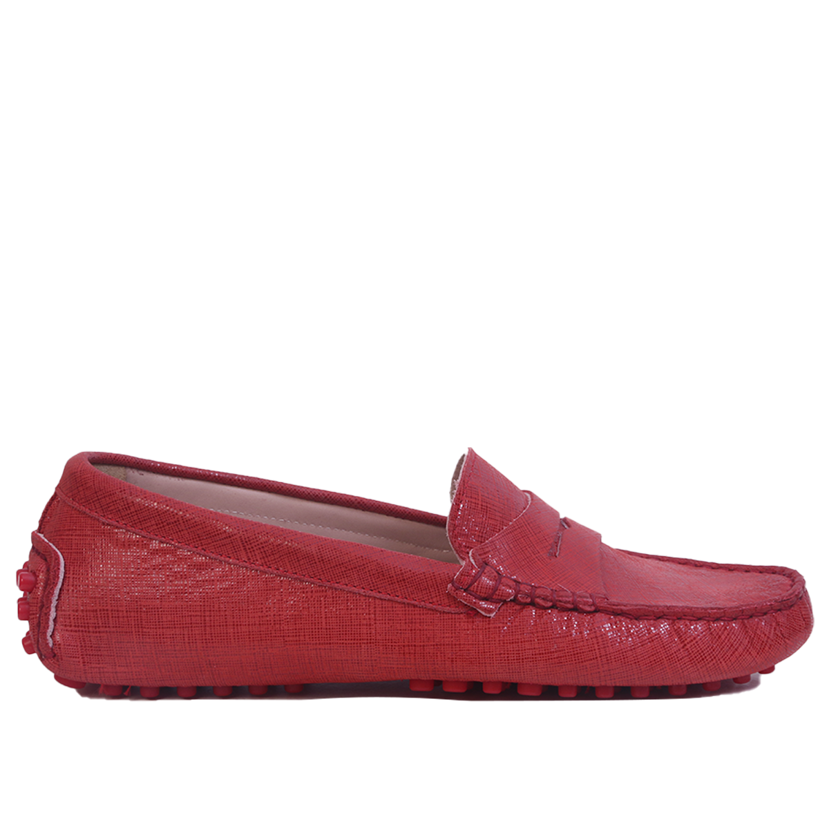Smile Mocassin en Cuir Rouge